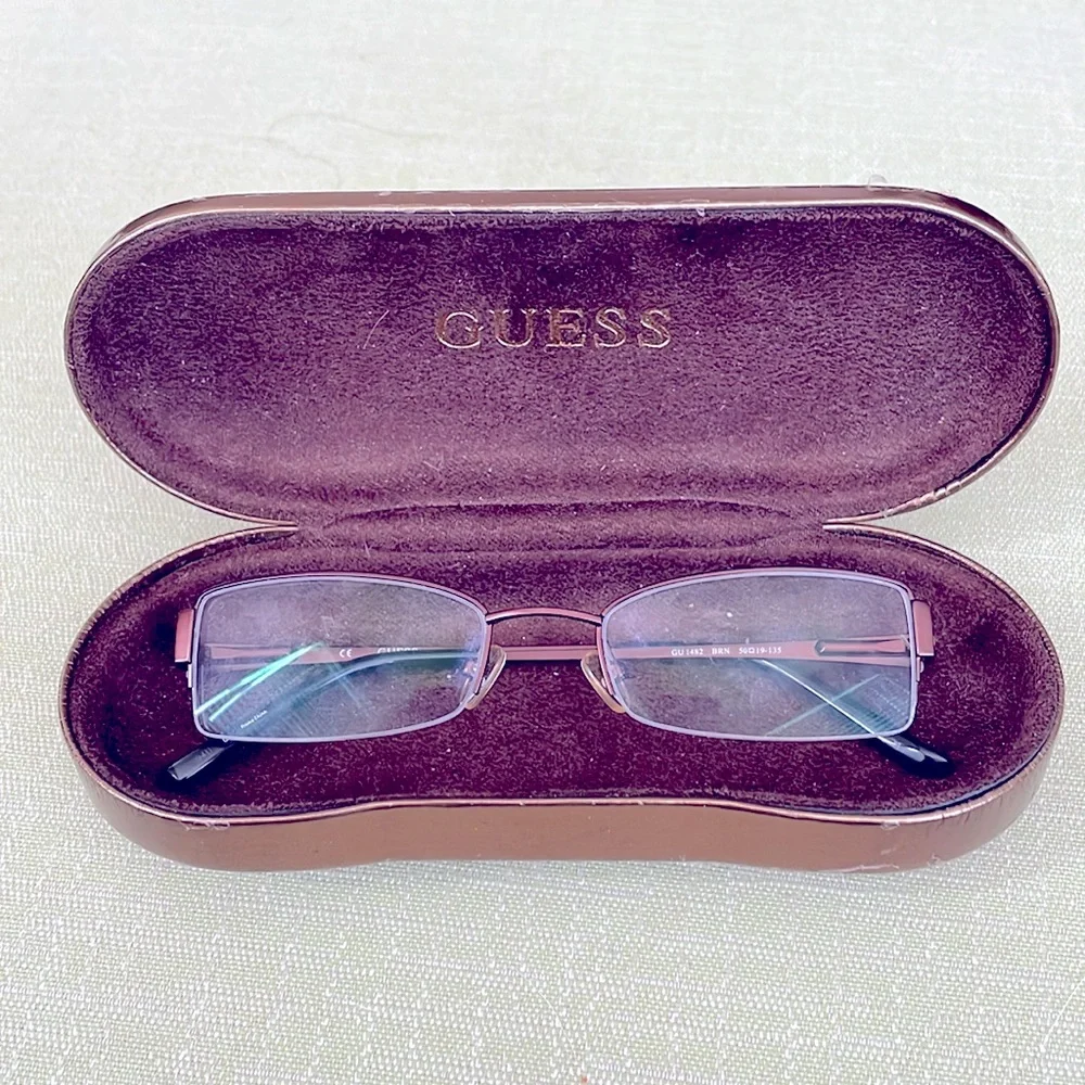 Guess | Accessories | Guess Gu482 Womens Brown Metal Semi Rimless ...